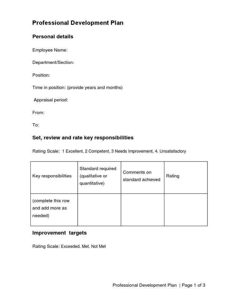 Professional Development Plan: Personal Details | PDF