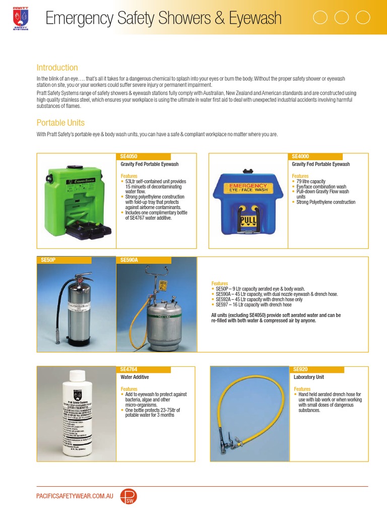SafetyShower Eyewash Info | PDF | Shower | Chemistry