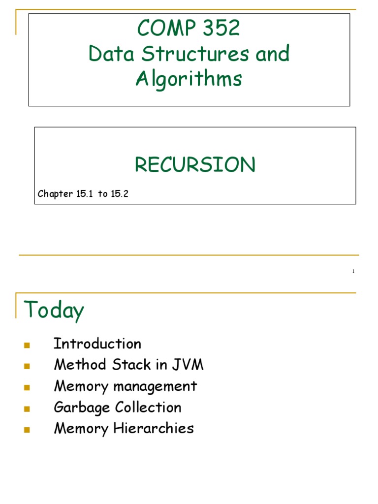 COMP 352 Data Structures and Algorithms: Recursion | PDF | Java Virtual ...