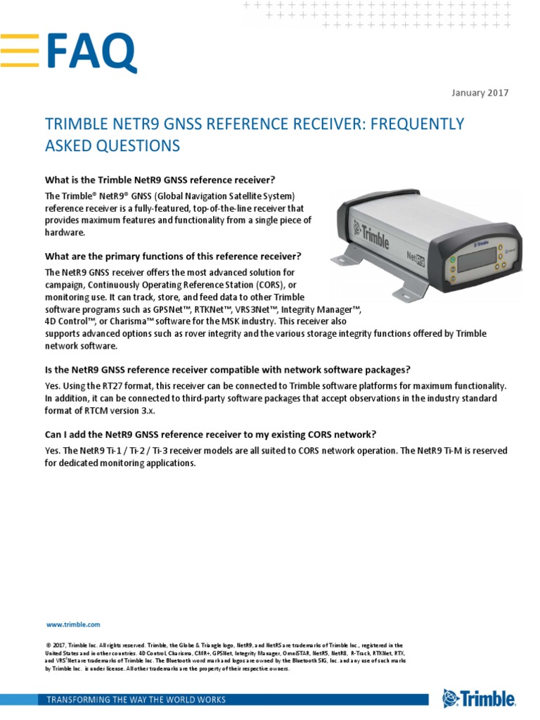 Trimble NetR9 CustomerFAQ 26926 | PDF | Global Positioning System | Usb