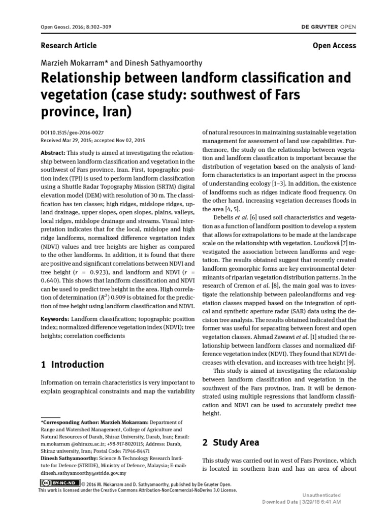 (Open Geosciences) Relationship Between Landform Classification and ...