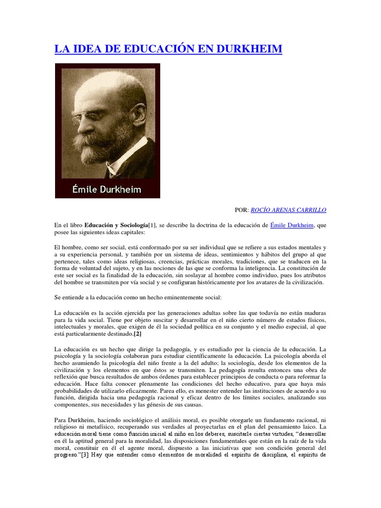 La Idea de Educación en Durkheim | PDF | Emile Durkheim | Moralidad