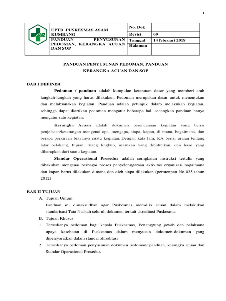 Ep 5 Panduan Penyusunan Pedoman, Panduan, Kak, Sop 2 | PDF