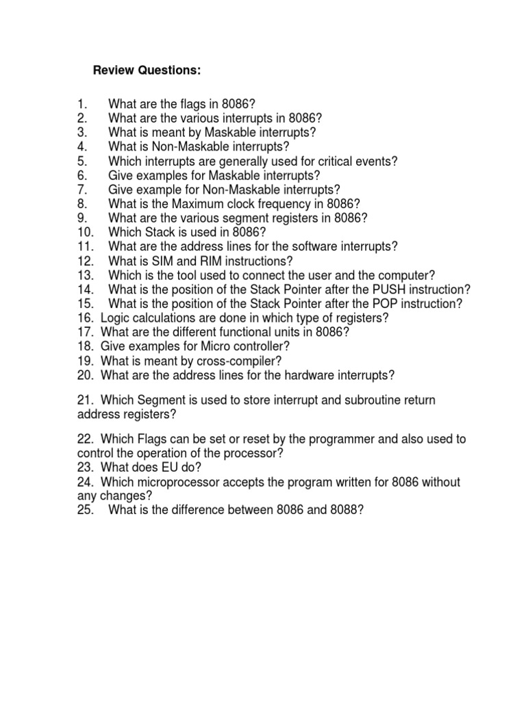 8086 Questions | PDF | Business | Computers