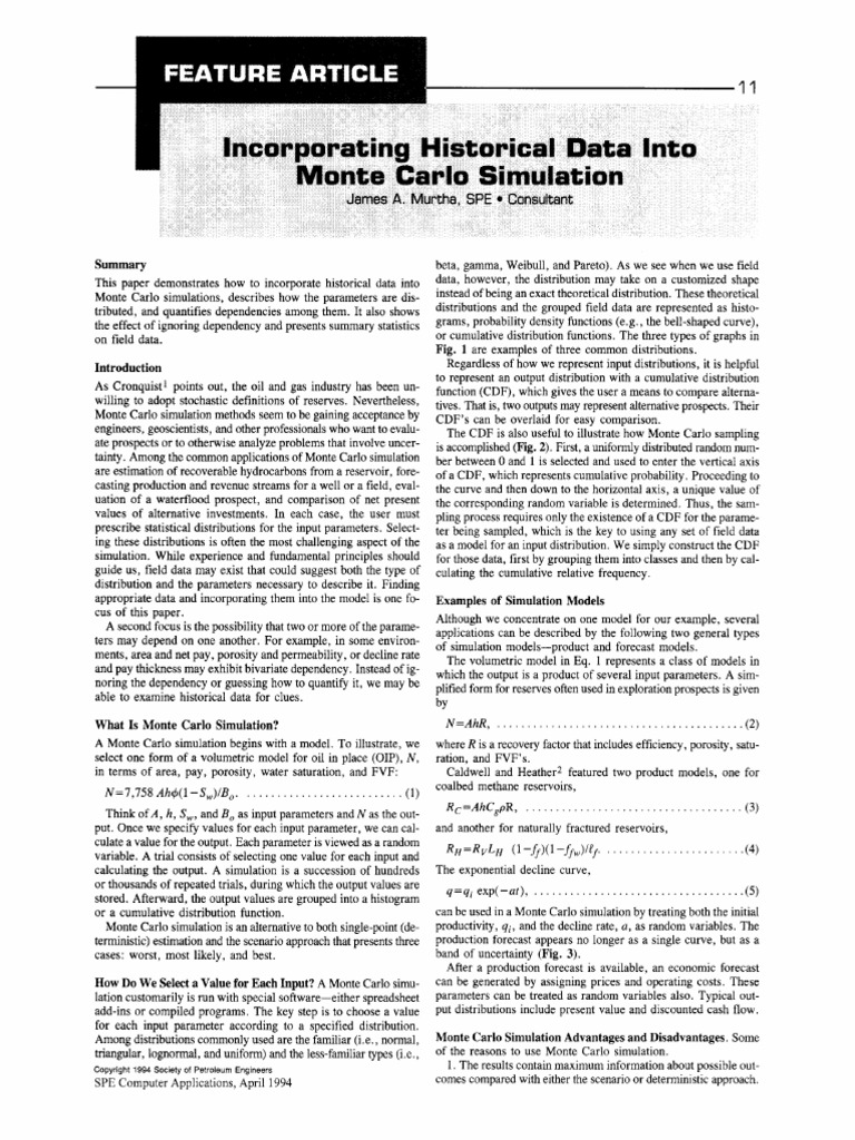 Incorporating Historical Data Into Monte Carlo Simulation | PDF | Monte Carlo Method ...