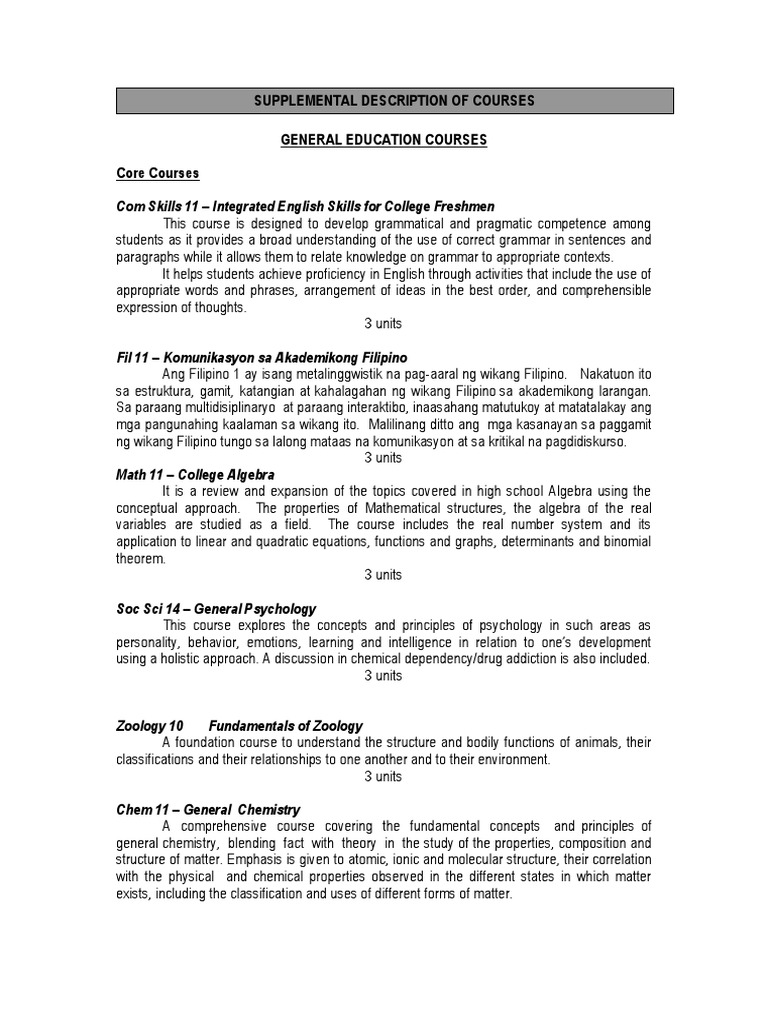Description of Courses | PDF | Nursing | Health Informatics