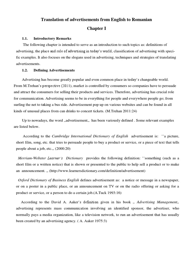 Translation of Advertisements From English To Romanian | PDF | Idiom ...