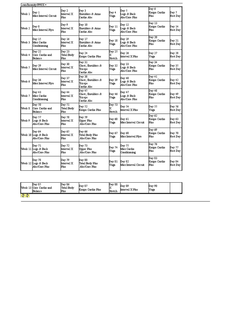 Lean P90X+ Insanity Hybrid | PDF | Physical Exercise | Sports