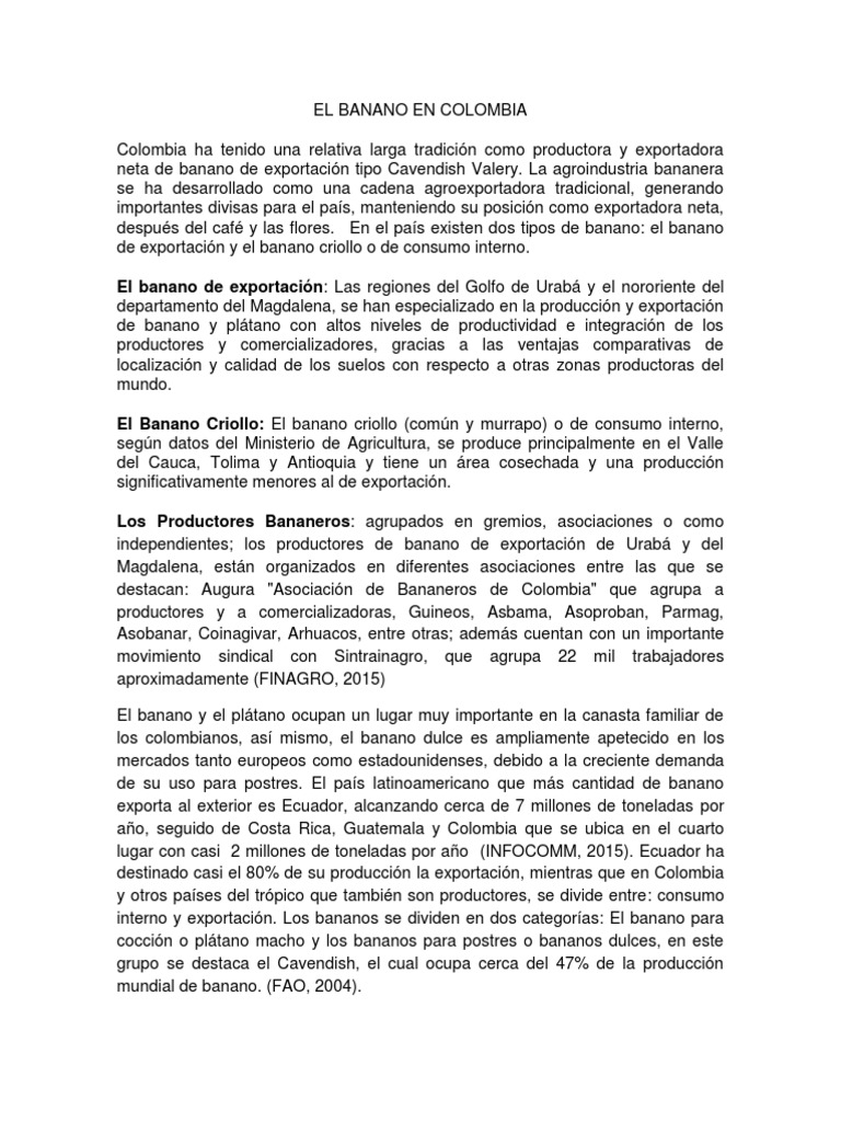 El Banano en Colombia | PDF | Colombia | Agricultura