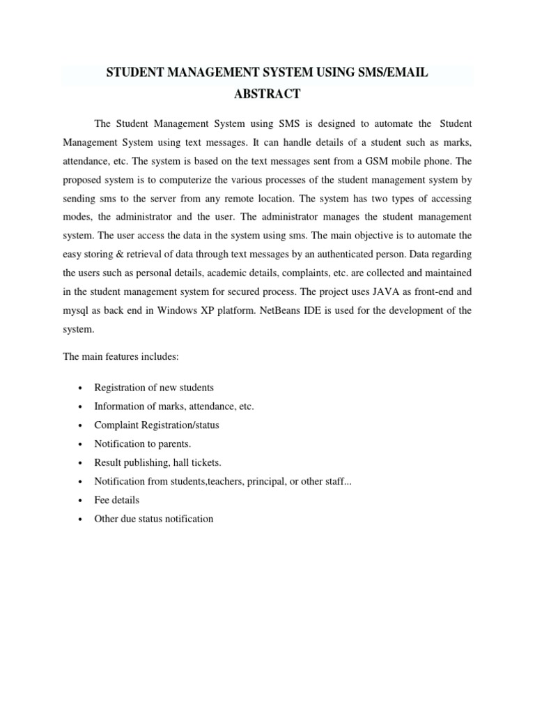 Student Management System Using SMS | PDF | Android (Operating System ...