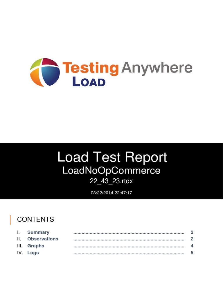 Load Test Report: Loadnoopcommerce | PDF | Computer Hardware | Areas Of ...