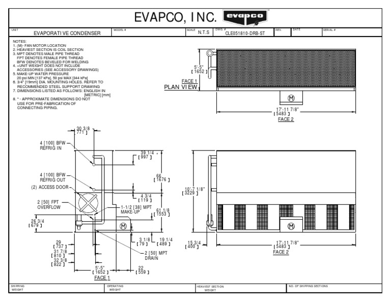 EVAPORATIVE condenser technical drawing | PDF | Mechanical Engineering ...