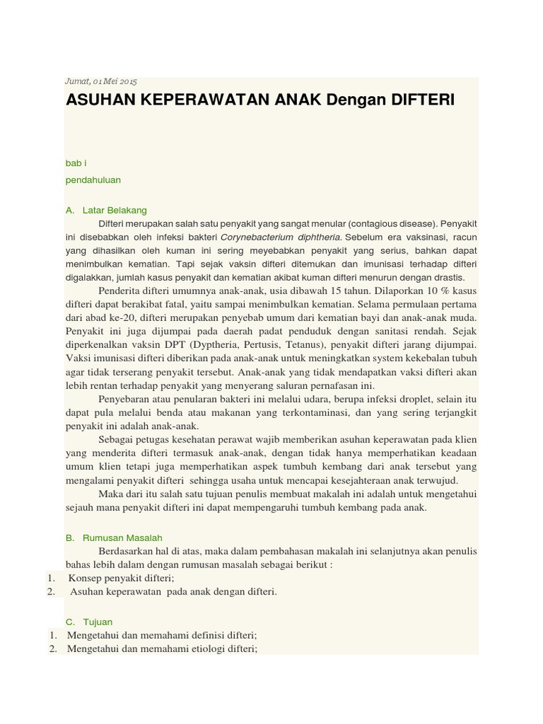 Askep Difteri Example | PDF