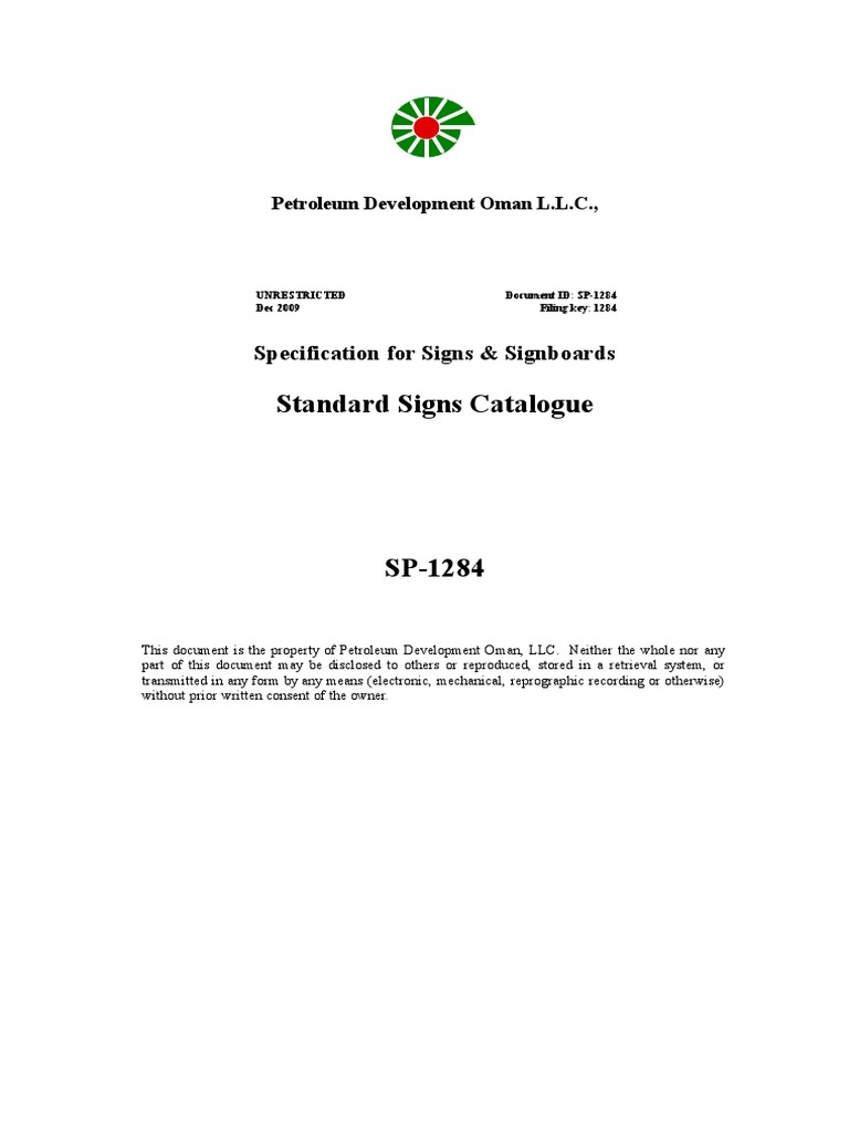 Standard Signs Catalogue: Specification For Signs & Signboards | PDF