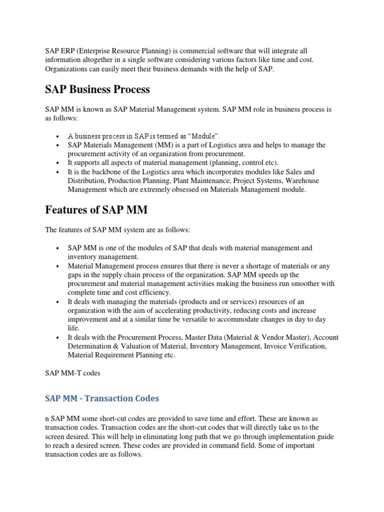 SAP MM Overview | Download Free PDF | Procurement | Sap Se
