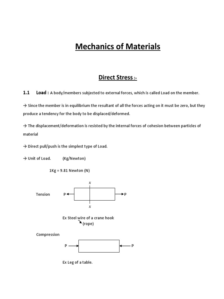 Mechanics of Materials | PDF | Stress (Mechanics) | Deformation ...