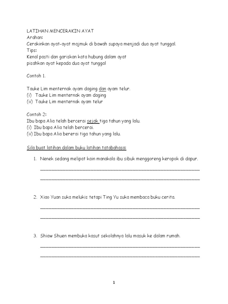 Latihan Mencerakinkan Ayat | PDF
