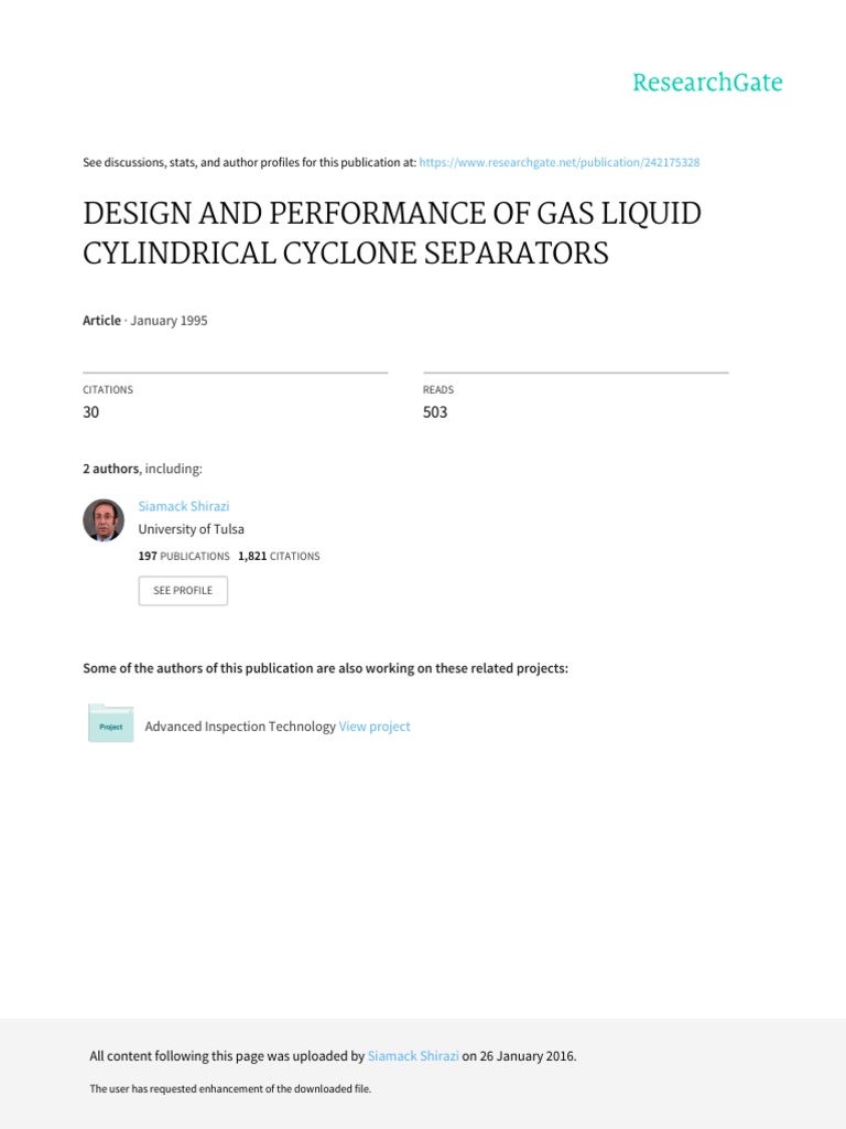 Gas Liquid Cyclone Design | PDF | Flow Measurement | Fluid Dynamics