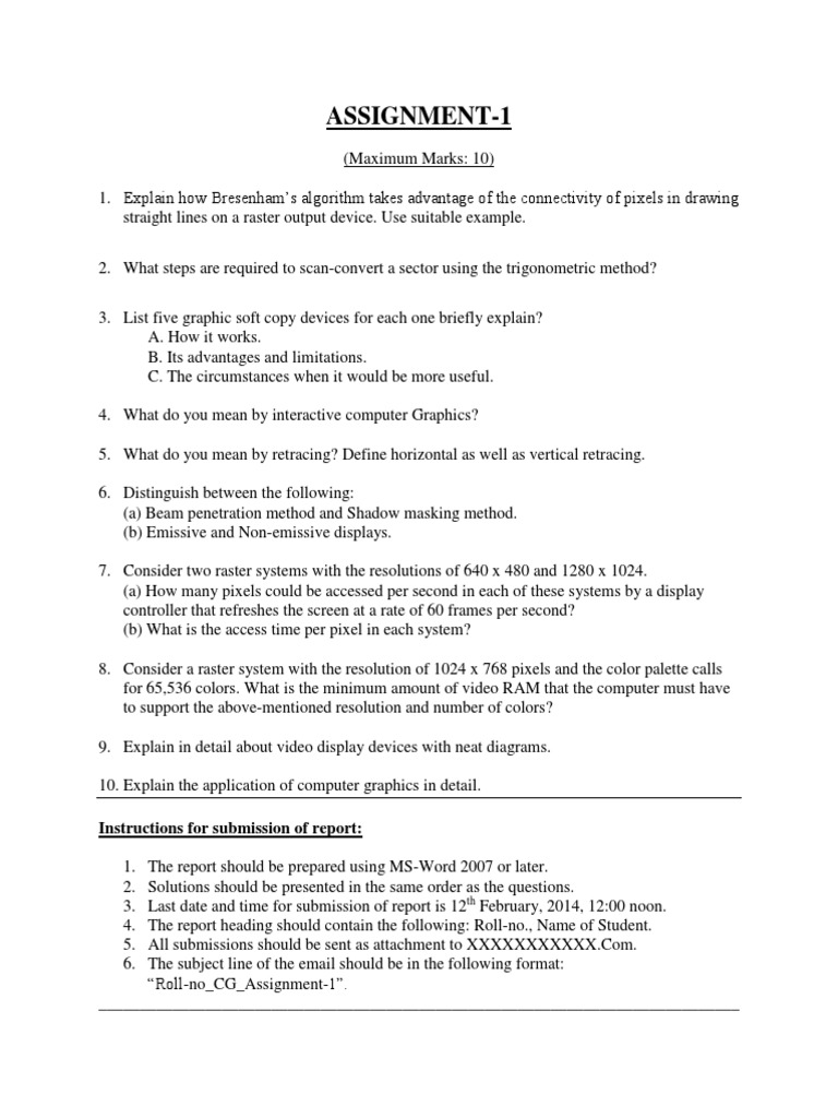 Assignment 1 Computer Graphics Pdf