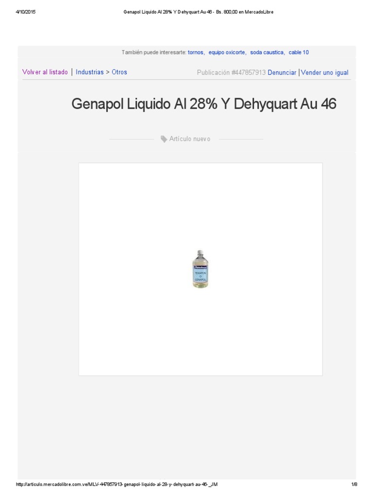 Genapol Liquido Al 28% Y Dehyquart Au 46 - Bs | PDF | Aceite de oliva ...