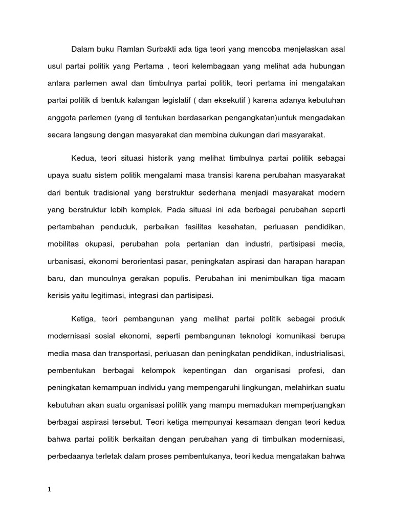 Tugas Partai Politik Bab 7 Ramlan Surbakti | PDF