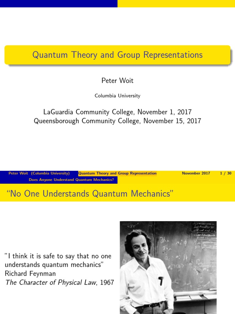 Quantum Theory and Group Representations: Peter Woit | Download Free PDF | Quantization (Physics ...