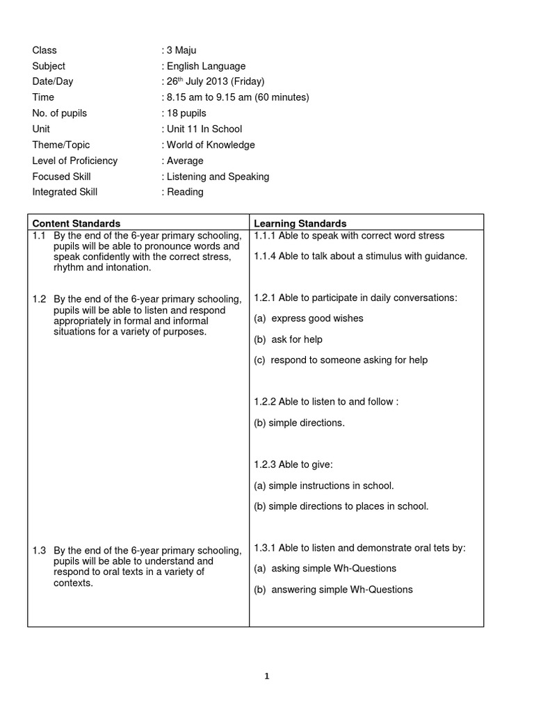Content Standards Learning Standards | PDF | Question | Change