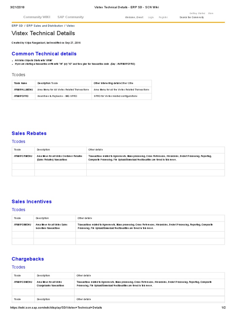 Vistex Technical Details - ERP SD - SCN Wiki | PDF | Information ...