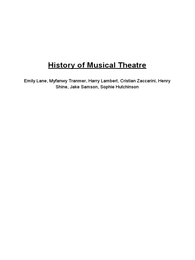History of Musical Theatre Evolution | PDF | Musical Theatre ...