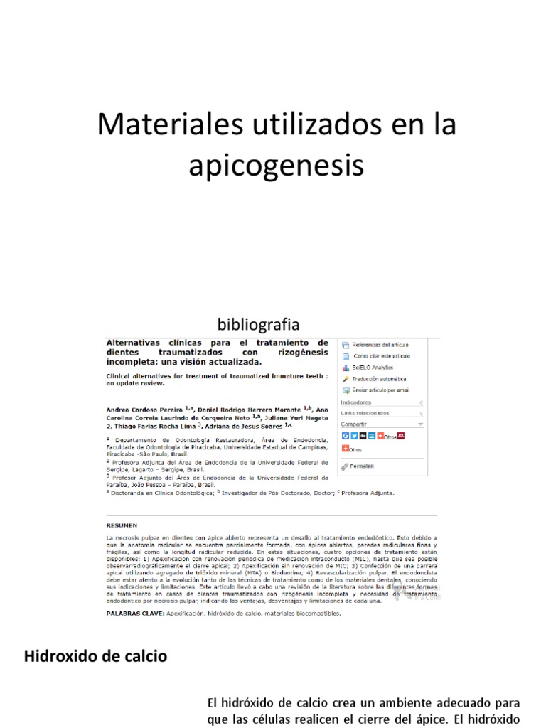 Materiales para Realizar Una Apicogenesis y Una Apicoformacion | PDF ...