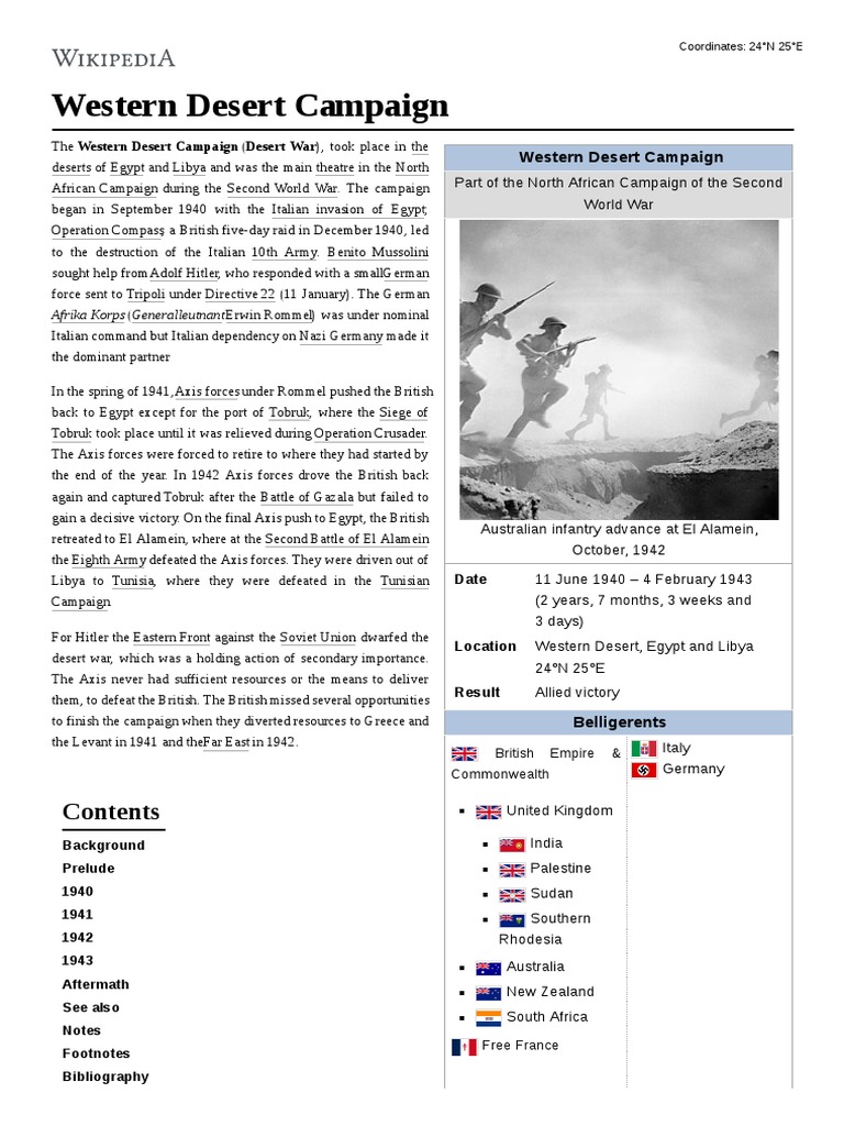 Western Desert Campaign | PDF | North African Campaign | Warfare Of The ...