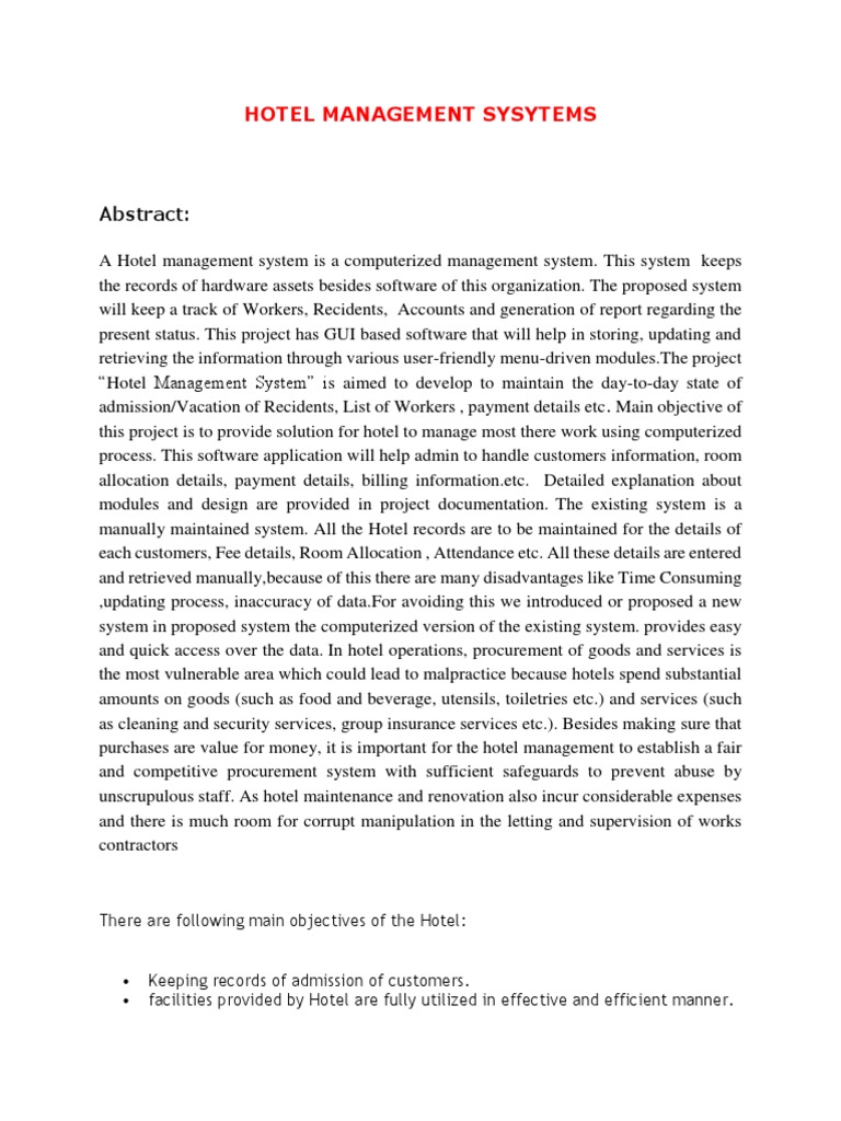 Hotel Management System Final | PDF | Feasibility Study | Automation