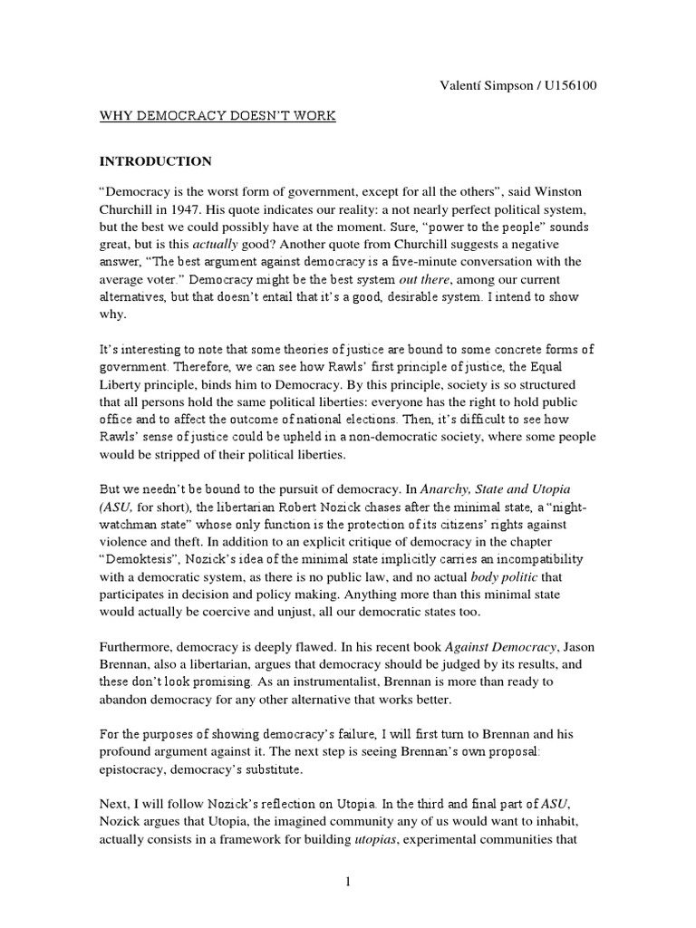 Why Democracy Doesn't Work | PDF | Democracy | Political Ideologies