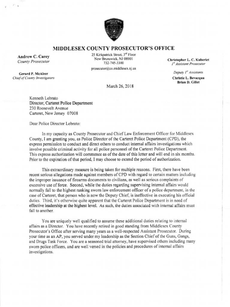 Prosecutor's Letter to Director Lebrato March 26 | Prosecutor | Police ...