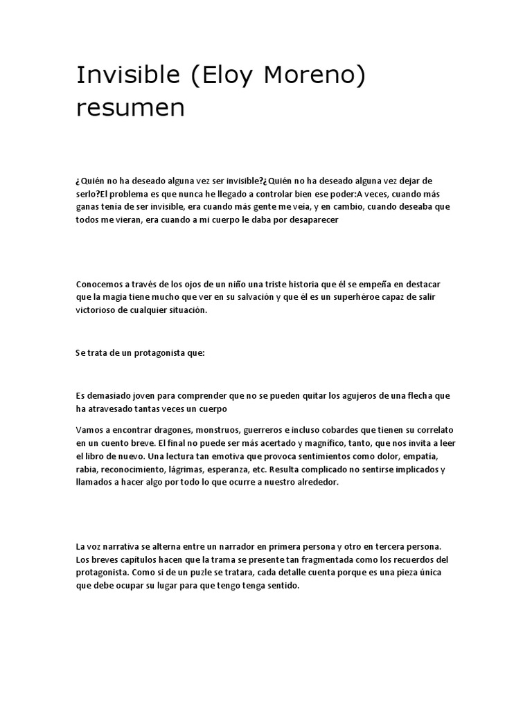 Invisible (Eloy Moreno) Resumen