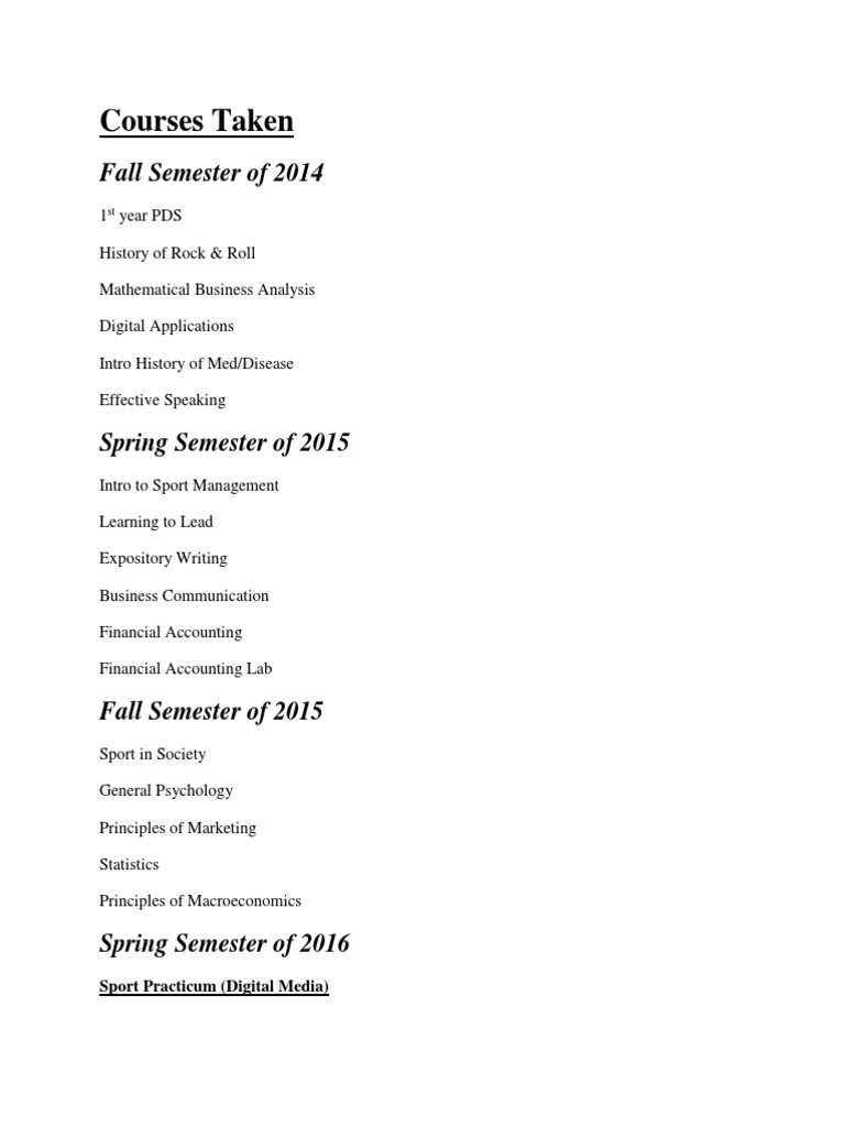 Courses Taken | PDF