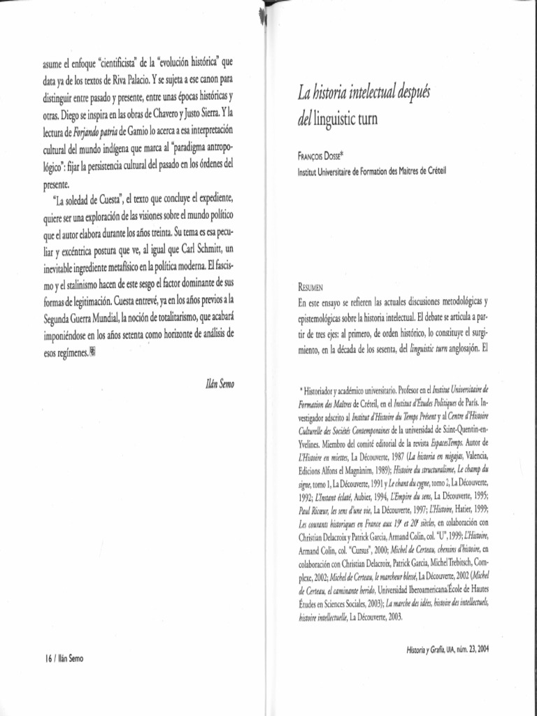 La Historia Intelectual, F. Dosse | PDF