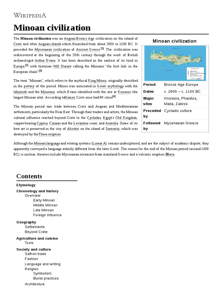 Minoan Civilization | PDF