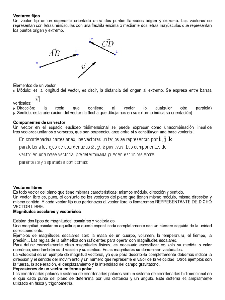Vectores Fijos | PDF | Norma (Matemáticas) | Vector Euclidiano