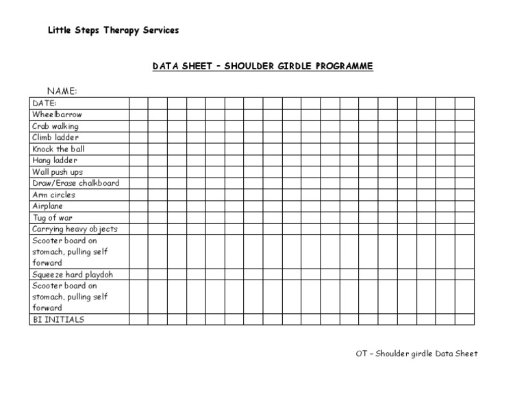 Shoulder Girdle Therapy Data Sheet | PDF