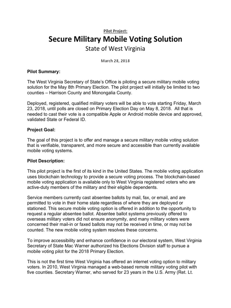 Secure Military Mobile Voting Solution | PDF | Absentee Ballot | Voting