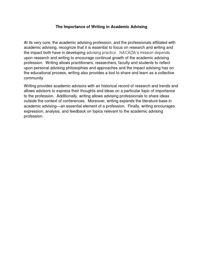 The Role of Writing in Academic Advising | PDF | Career & Growth | Art
