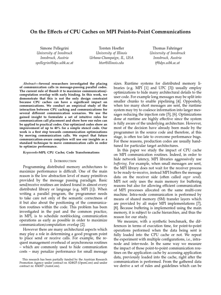 Pellegrini Mpi Cache | PDF | Message Passing Interface | Multi Core Processor