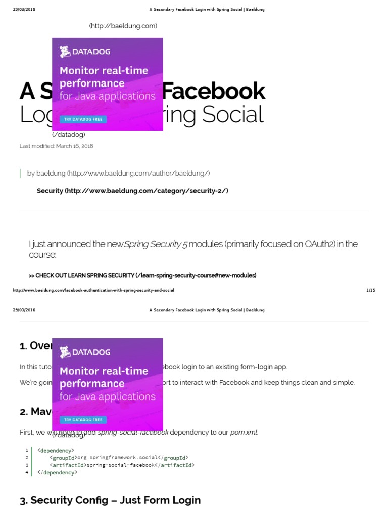 A Secondary Facebook Login With Spring Social - Baeldung | PDF ... A Secondary Facebook Login With Spring Social - Baeldung | PDF ...