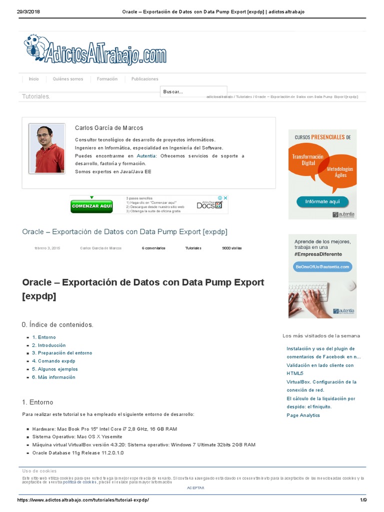 Oracle - Exportación de Datos Con Data Pump Export | PDF | Cookie HTTP ...