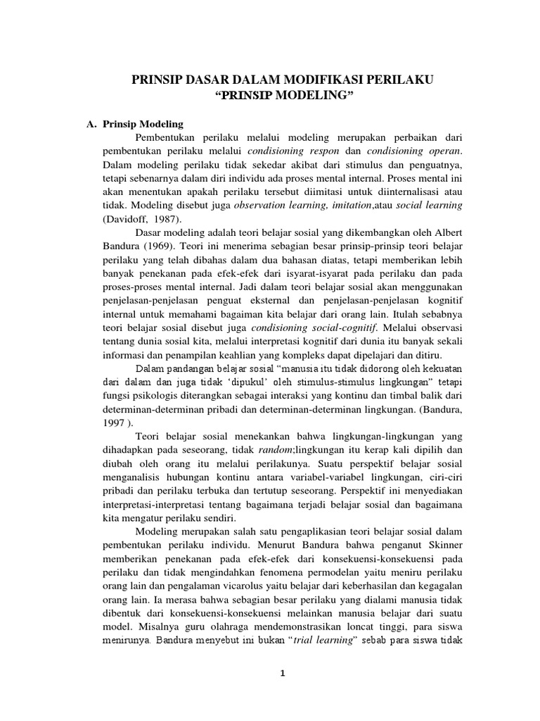 Prinsip Dasar Dalam Modifikasi Perilaku | PDF
