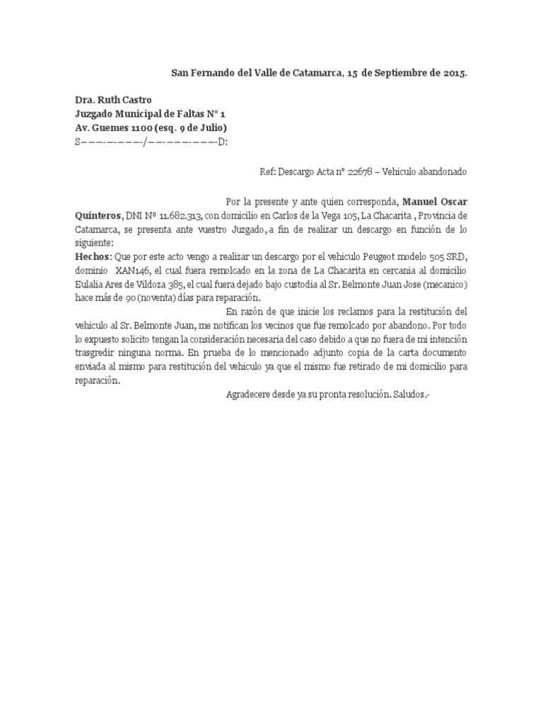 Descargo - Remolque de Vehiculo | PDF