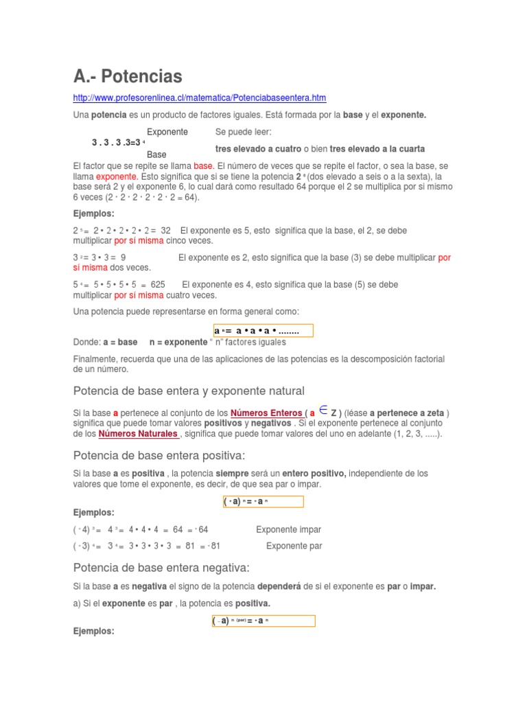Potencias Raices y Notación Científica | PDF | Exponenciación | Fracción (Matemáticas)