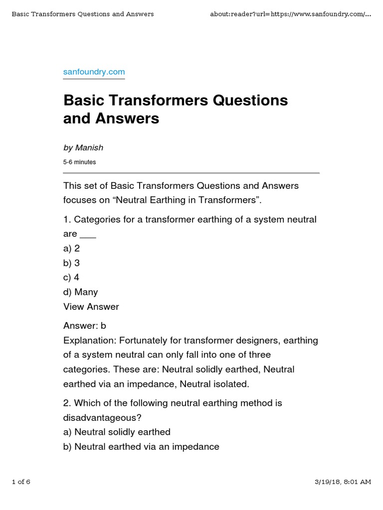 Questions On Operation and Maintenance | PDF | Transformer | Sound