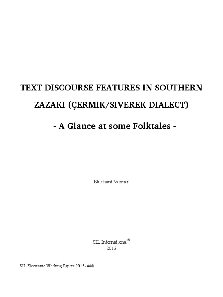 Werner Eberhard Text Discourse Zazaki | PDF | Communication | Human ...